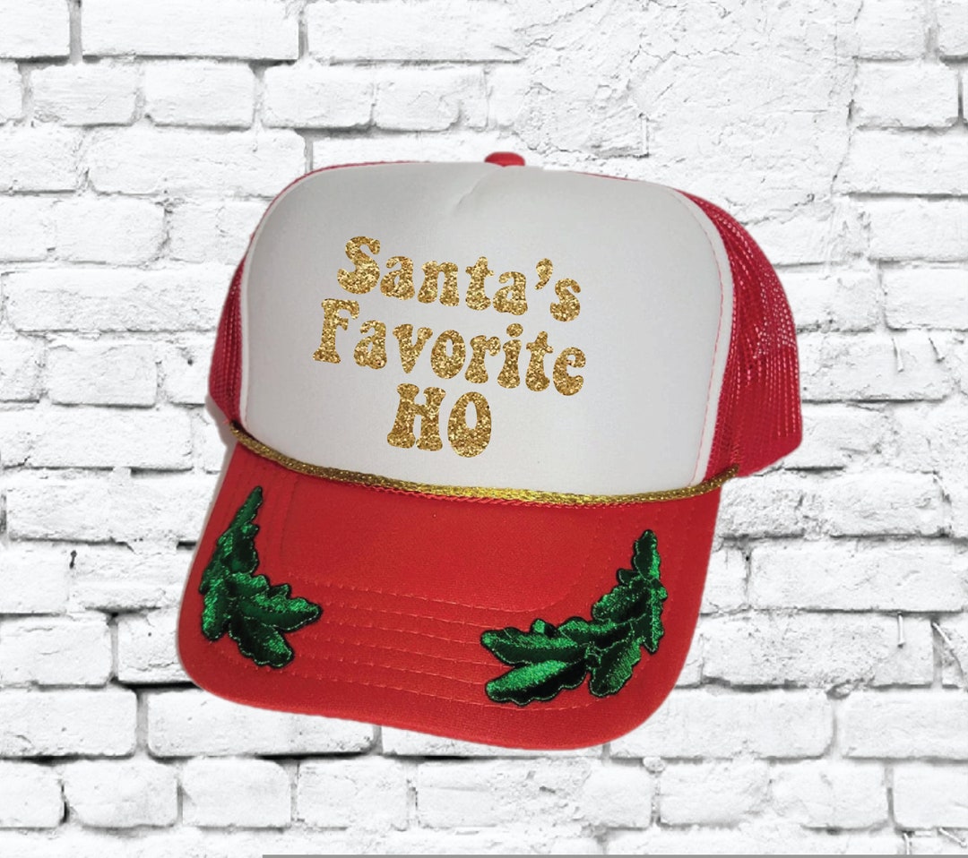 Santa's Favorite Ho Trucker Hat Oak Leaves Customize Personalize ...
