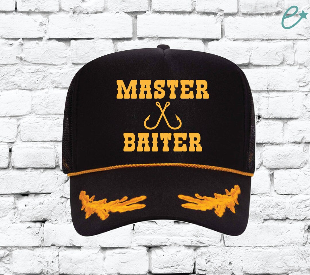 Funny Master Baiter Trucker Hat Nautical Black Gold Captain Hat Snapback - Etsy
