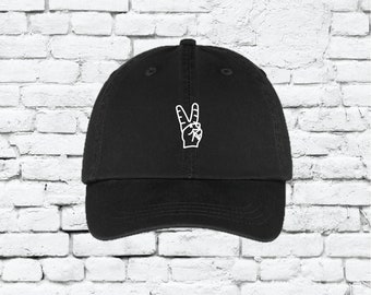PEACE HAND Baseball Hat, Embroidered Dad Cap Victory Hand Two Fingers ...