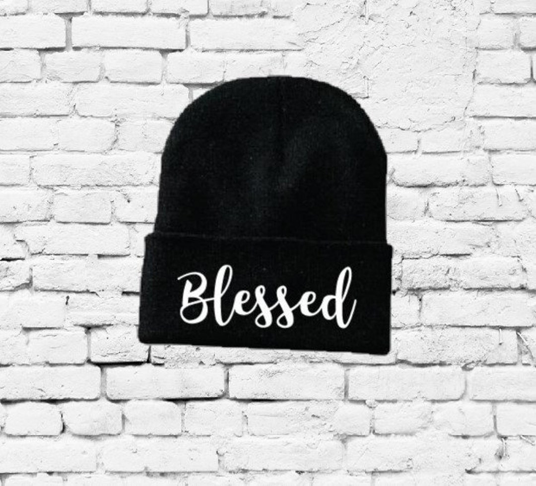 Blessed Beanie Knit Cuffed Skull Cap Hat - Etsy