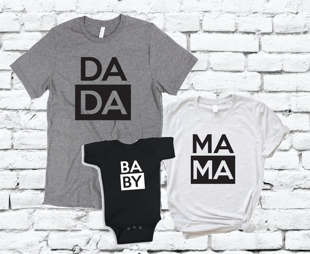 Mama Dada and Baby Family Tees Pregnancy Announcement New Mom and Dad ...