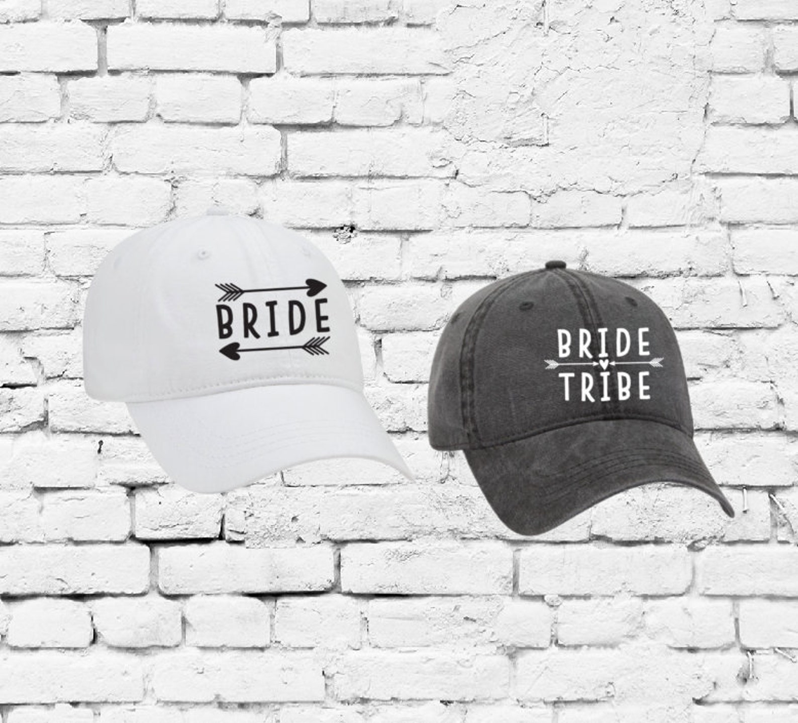 Bride and Bride Tribe Hats Heart and Arrow Unstructured Dad - Etsy