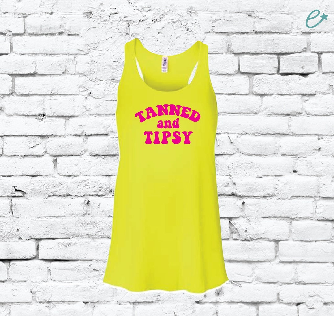 Tanned and Tipsy Beachy Vacation Tank Top Beach Vibes Print Women's ...