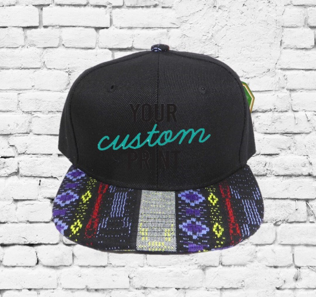 Custom Embroidery Aztec Hat, Serape Print Snapback, Baseball Cap, Black ...