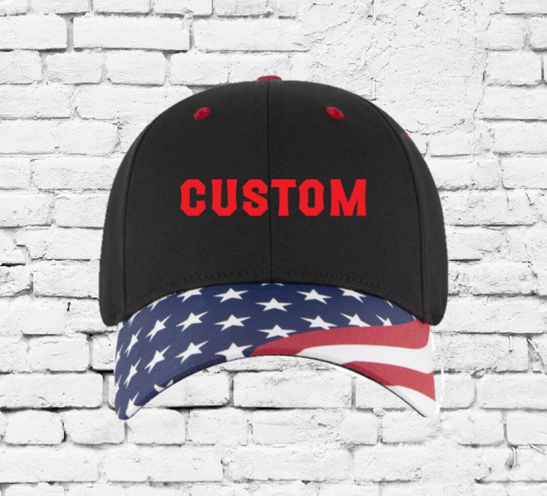 Custom Embroidery American Flag Brim Hat Baseball Cap Embroidery Your ...