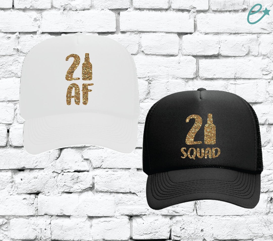 21 Af and 21 Squad Birthday Party Trucker Hats Mesh Back With Snapback ...