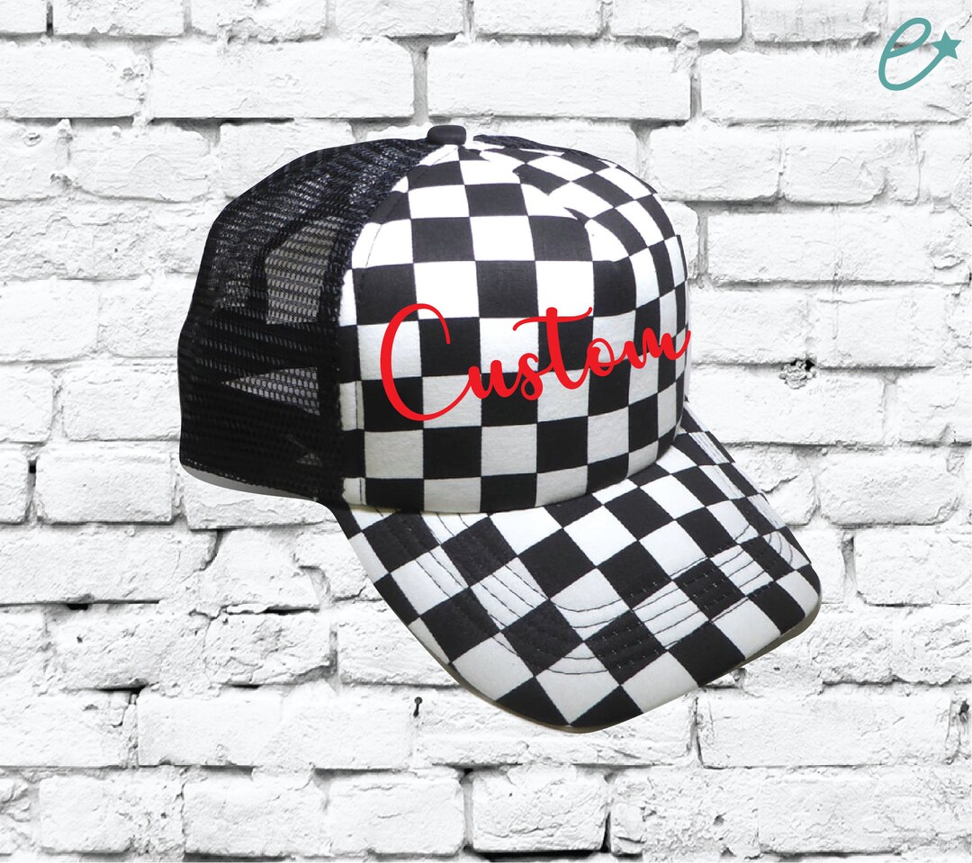Custom Checkered Trucker Hats Mesh Back Hat Snapback Checkerboard Print ...