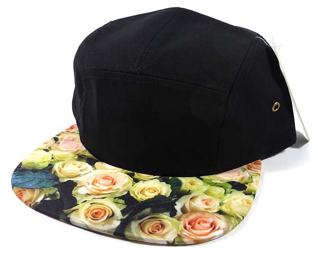 Custom Embroidery White Rose Floral Hat Black Snapback Black Hat 5 ...