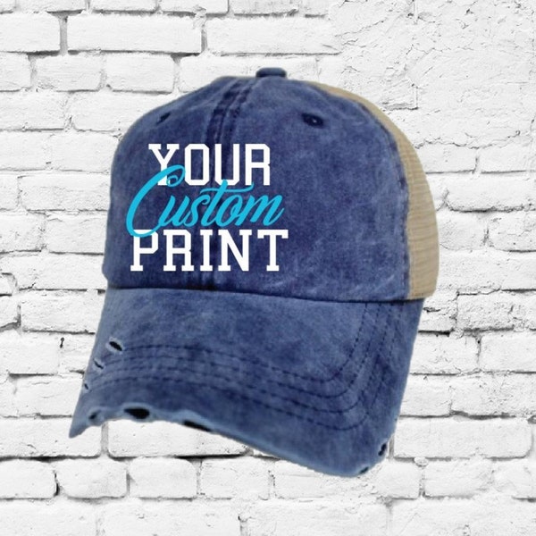 Personalized Distressed Trucker Hat - Etsy