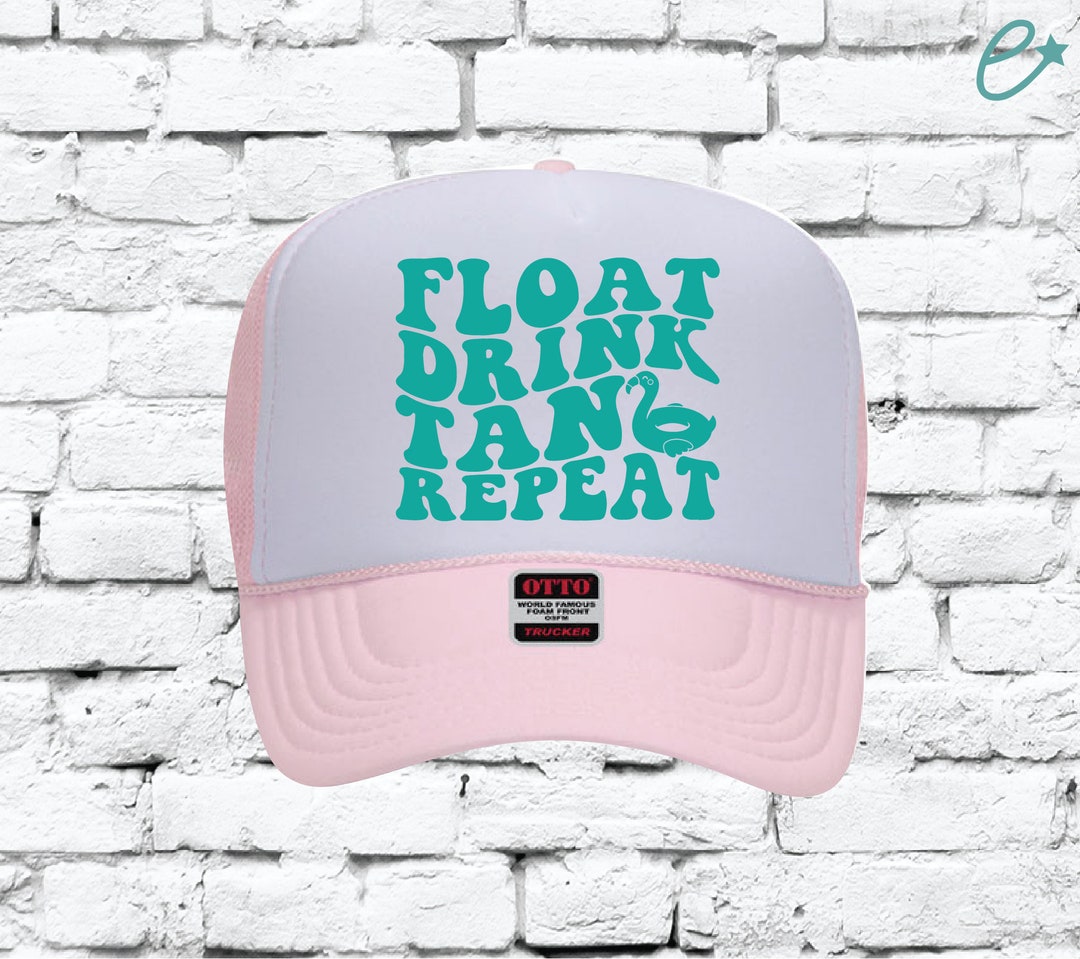 Float Drink Tan Repeat Beach River Lake Vacay Trucker Hats Funny Mesh ...