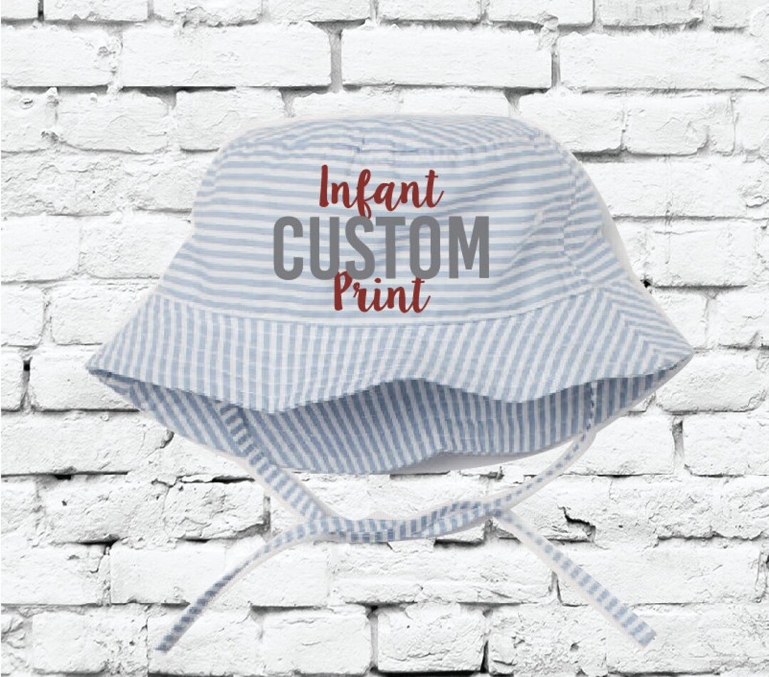 Light Blue and White Seer Sucker Striped Infant Bucket Hat Custom ...