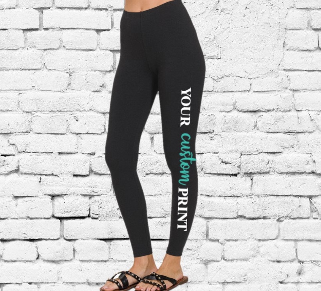 Custom Print Leggings Full Leg Length Pants Black Legging Womens Tights ...
