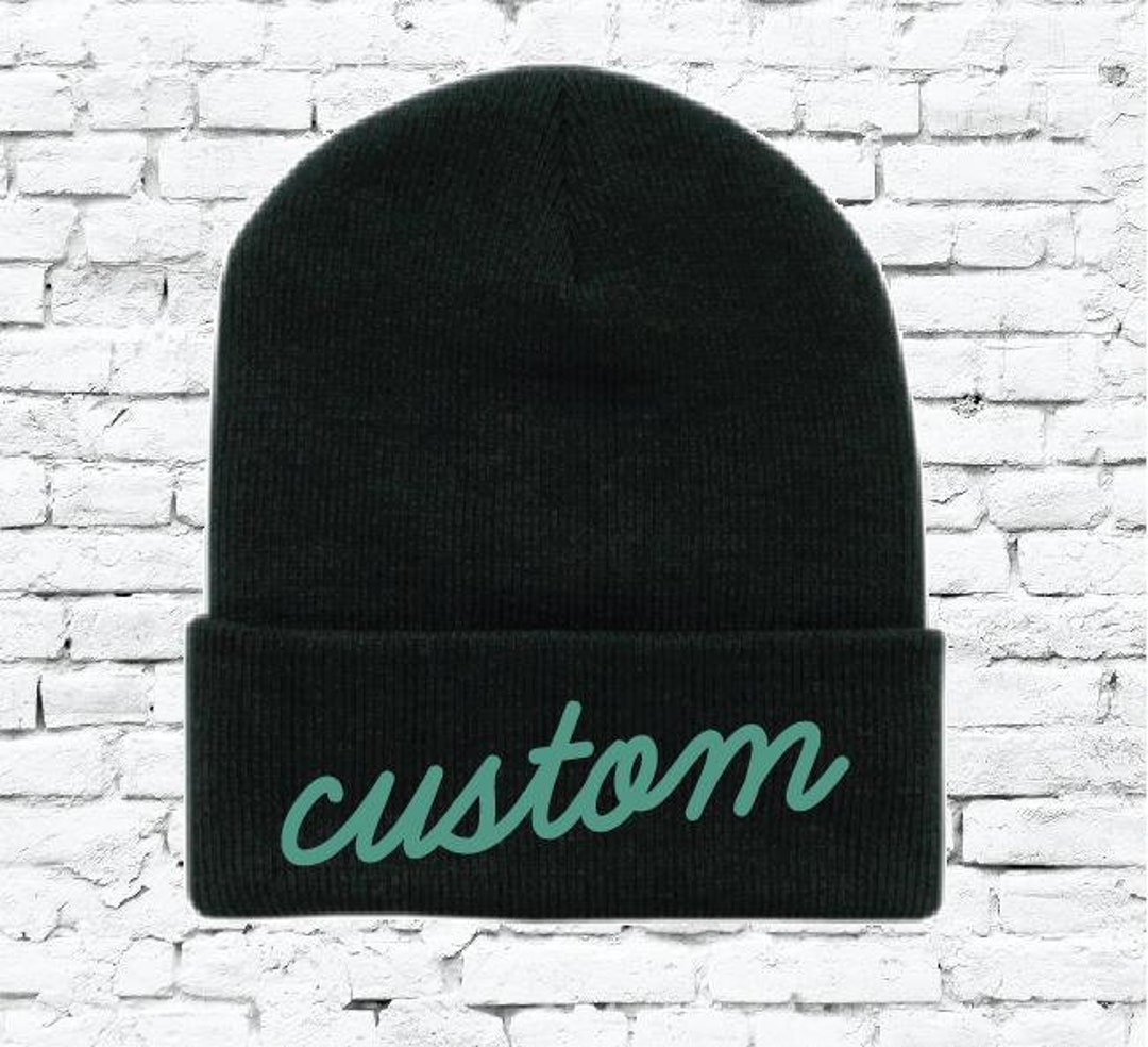 Custom Embroidery Beanie Knit Hat Personalized Cuff Beanie Unisex ...