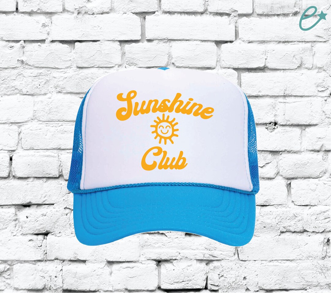 Sunshine Club Trucker Hat Cute Summer River Lake Beach Hat Mesh Back Snapback - Etsy