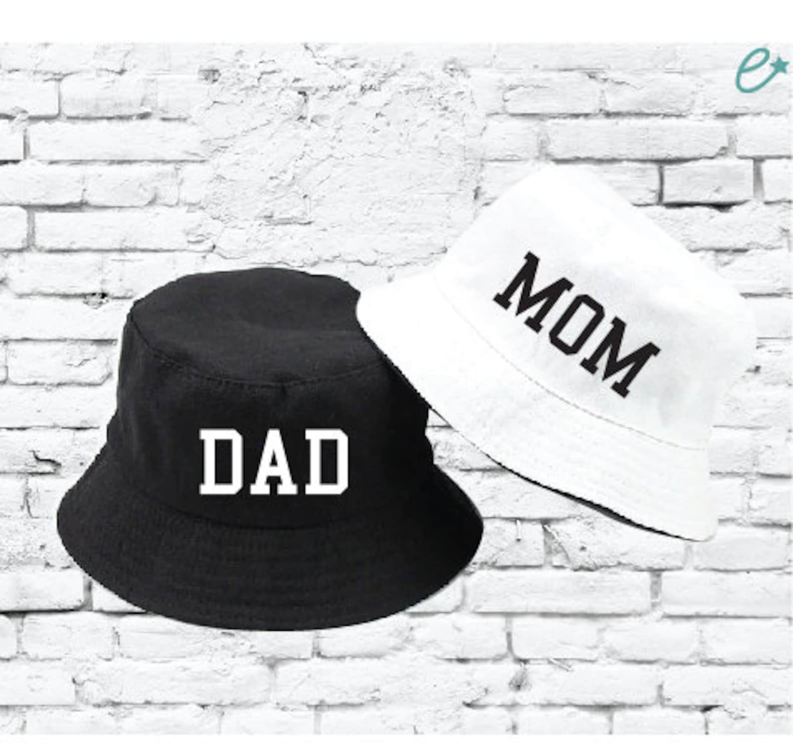 Mom and Dad Bucket Hats Embroidered Hat Baby Announcement Beach ...