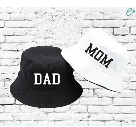 Mom and Dad Bucket Hats Embroidered Hat Baby Announcement | Etsy