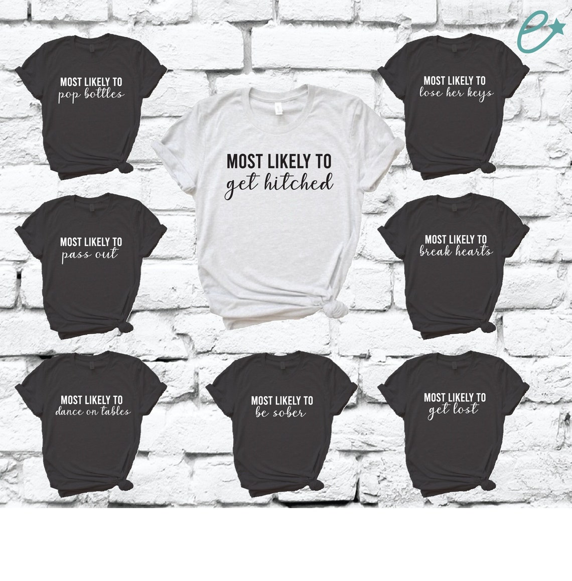 Most Likely to Get Hitched Bridal Party Shirts Matching Funny | Etsy