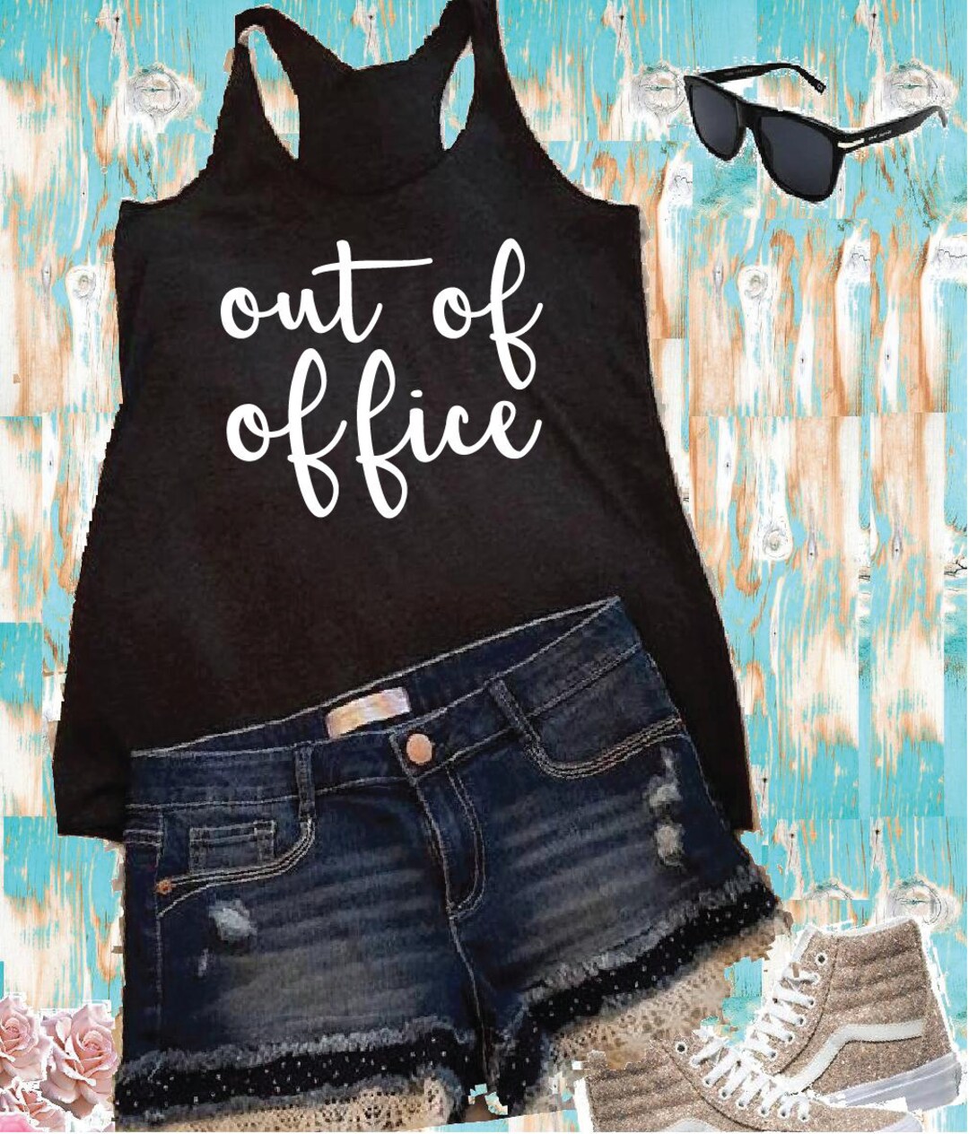 Out of Office Tank Women's Racer Back Tank Top Beachy Vacation Summer ...