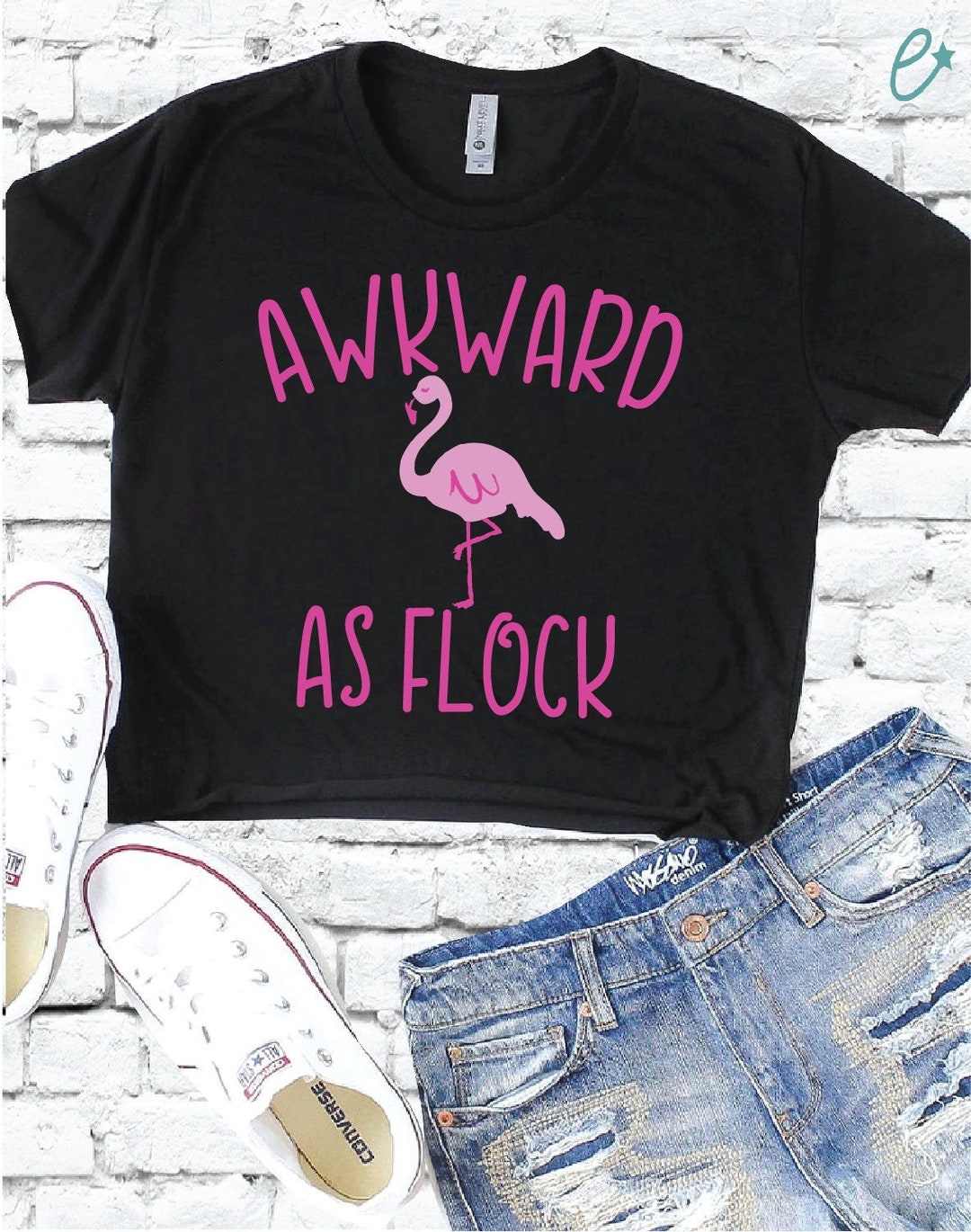 Awkward as Flock Crop Top, Funny Flamingo Shirt, Women’s Boxy Cropped ...