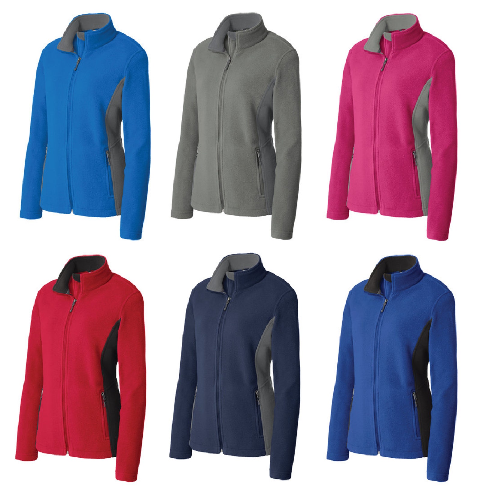 Custom Ladies Color Block Fleece Jacket Custom Embroidery Logo Full ...