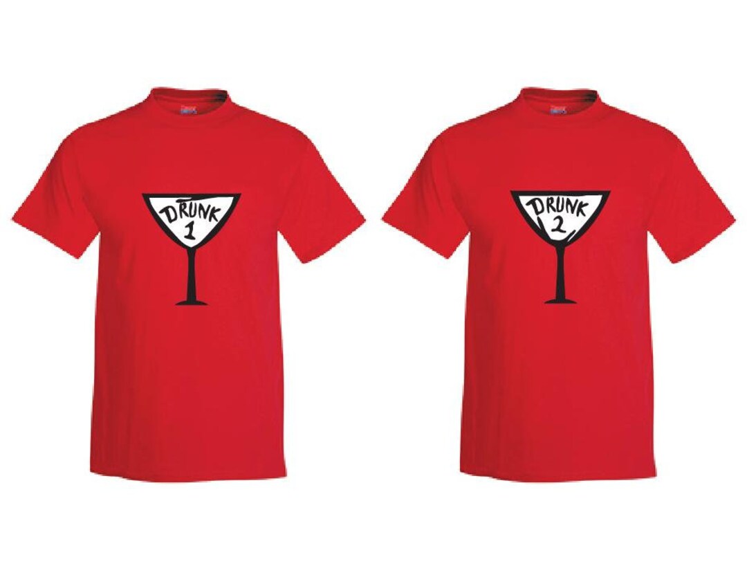 Drunk 1 and Drunk 2 Martinis Custom Mens Graphic Tee T-shirt for Men ...