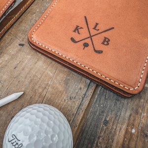 Custom Leather Golf Scorecard Holder and Log Book, Personalized Leather ...