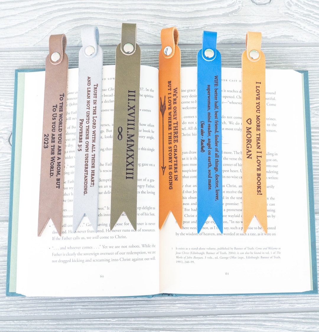 Custom Leather Bookmark, Personalized Gift for Him, Gift for Her ...