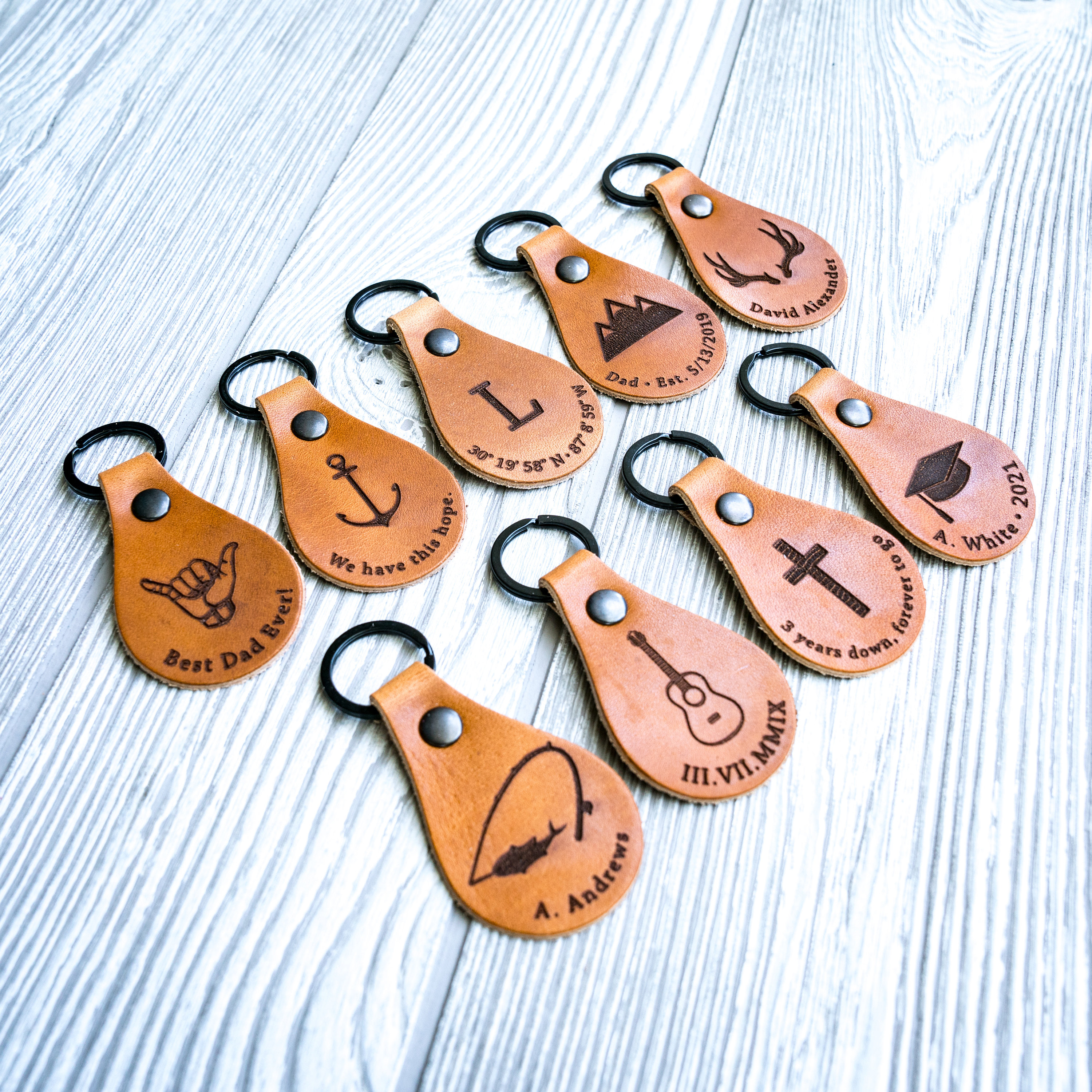 Keychain Leather Keychain Personalized Leather Keychain | Etsy