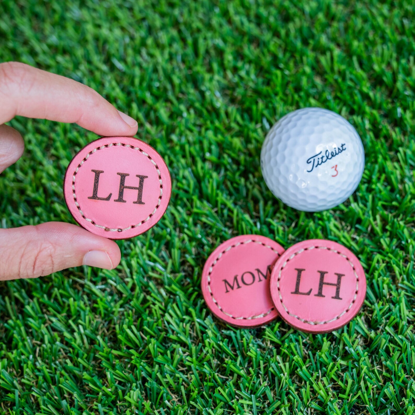 Personalized Leather Golf Ball Markers, SET OF 2, Anniversary Gift for ...