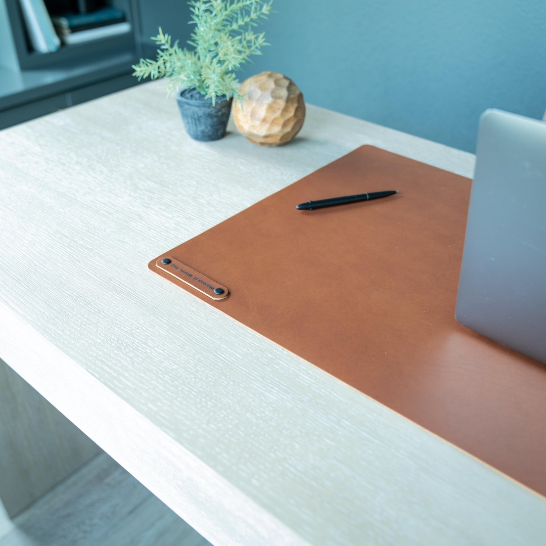 Personalized Leather Desk Mat - 3rd Anniversary Gift Idea for Him or ...
