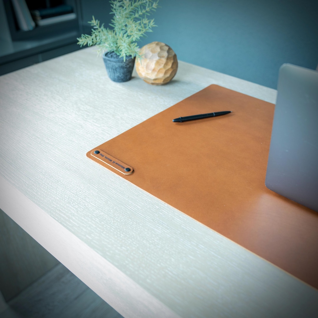 Personalized Leather Desk Mat 3rd Anniversary Gift Idea for Him or Her ...