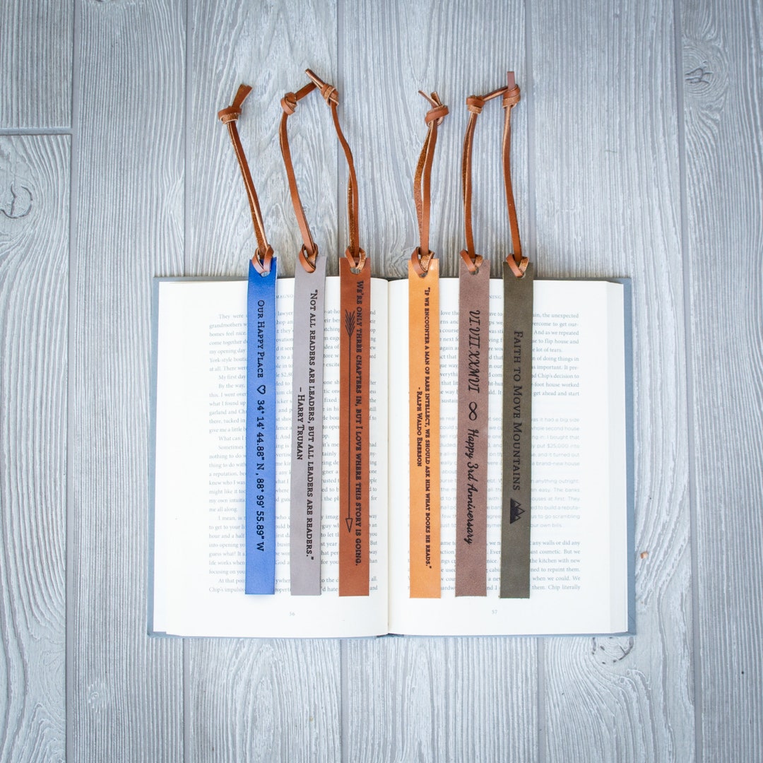 Custom Bookmark, Leather Book Mark, Anniversary Gift, Reader Gift, Gift ...