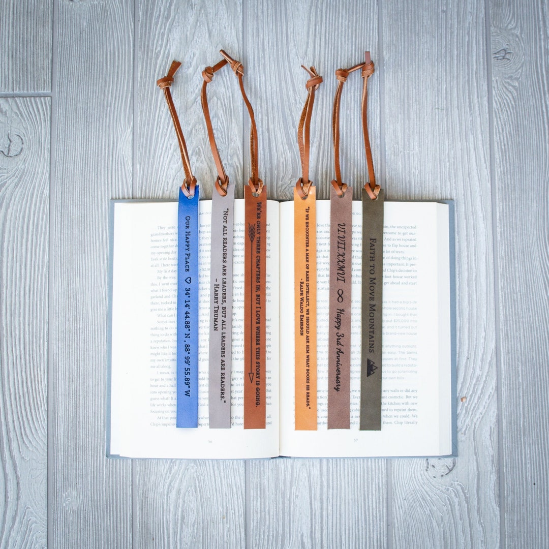Bookmark, Custom Leather Bookmark, Anniversary Gift, Reader Gift, Gift ...