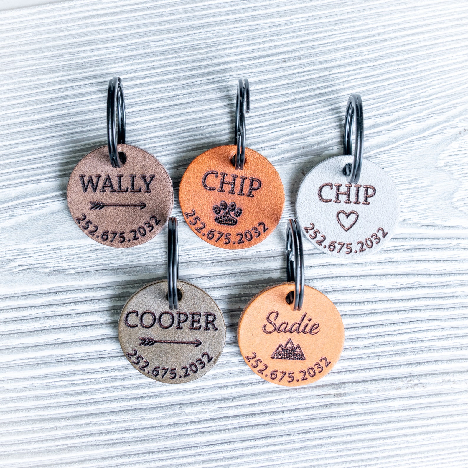 Leather Pet Name Tag, Pet ID Tag, Pet Collar Tag, Custom Cat Tag ...