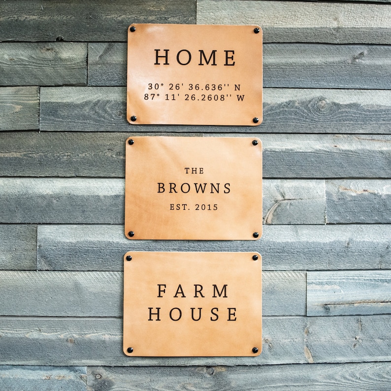Custom Leather Home Decor Sign, Personalized Gift, Gift for Him, Gift ...