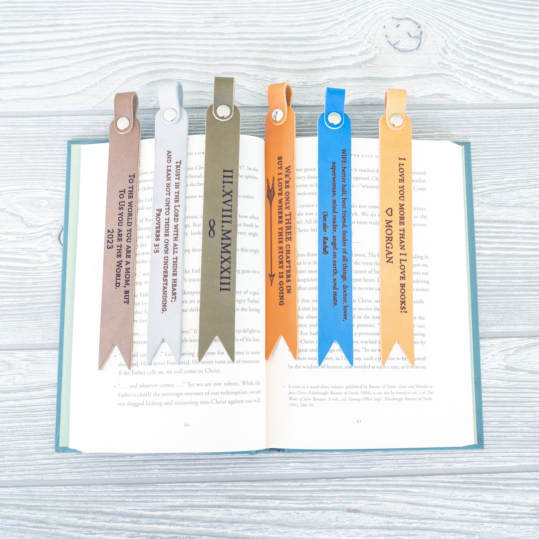 Custom Leather Bookmark, Personalized Gift for Him, Gift for Her ...