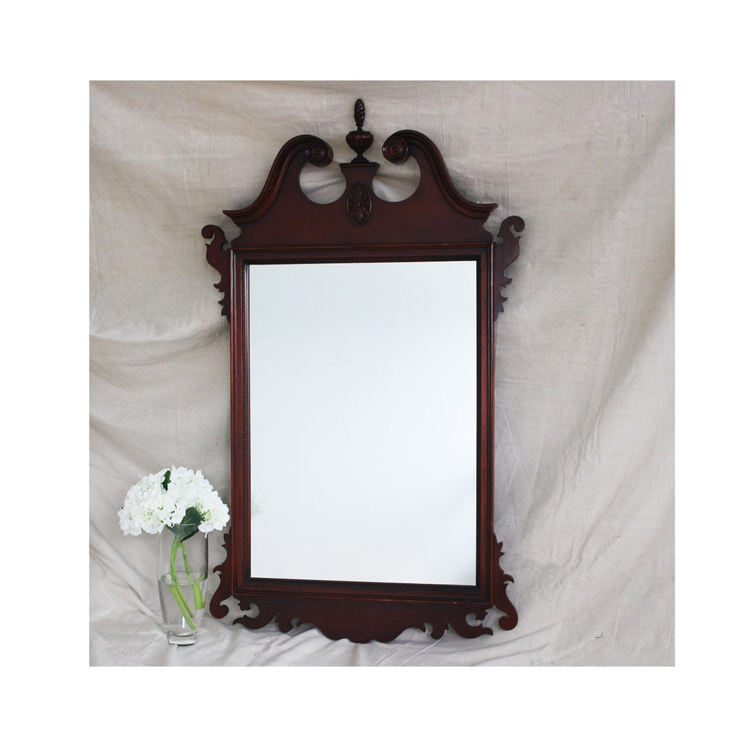 Vintage Chippendale Mahogany Wall Mirror - Etsy