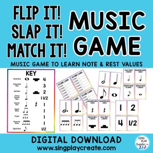Music Game flip It Slap It Match It Music Notes, Music Symbols, Piano ...