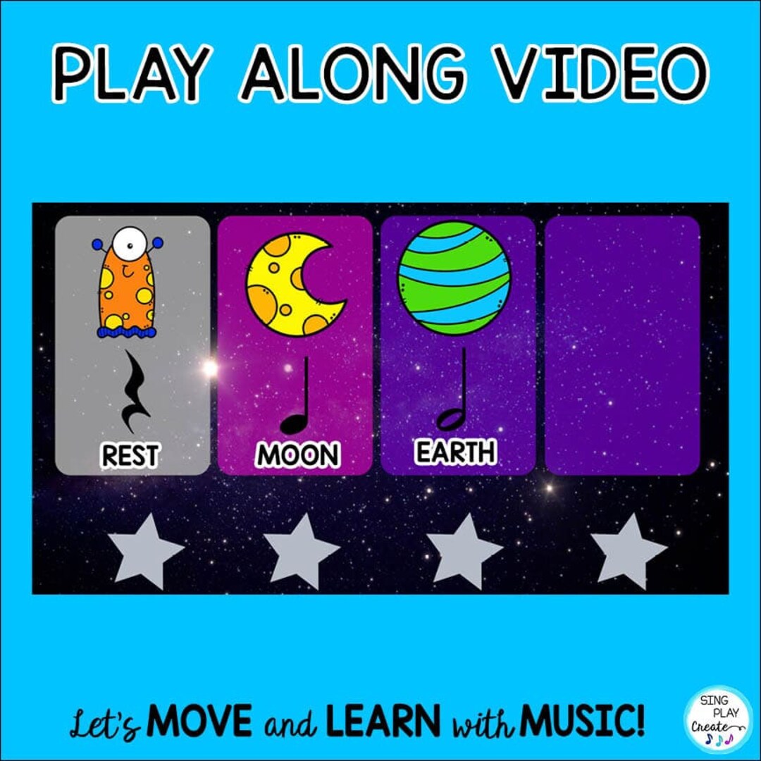 Rhythm Activities and Play Along Video: LEVEL 2 half Notes Space Aliens ...