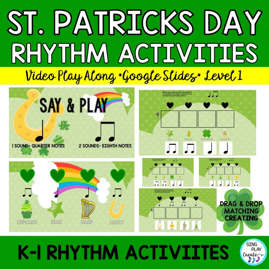 St. Patrick's Day Rhythm Activities LEVEL 1 : Google Apps, Play Along ...