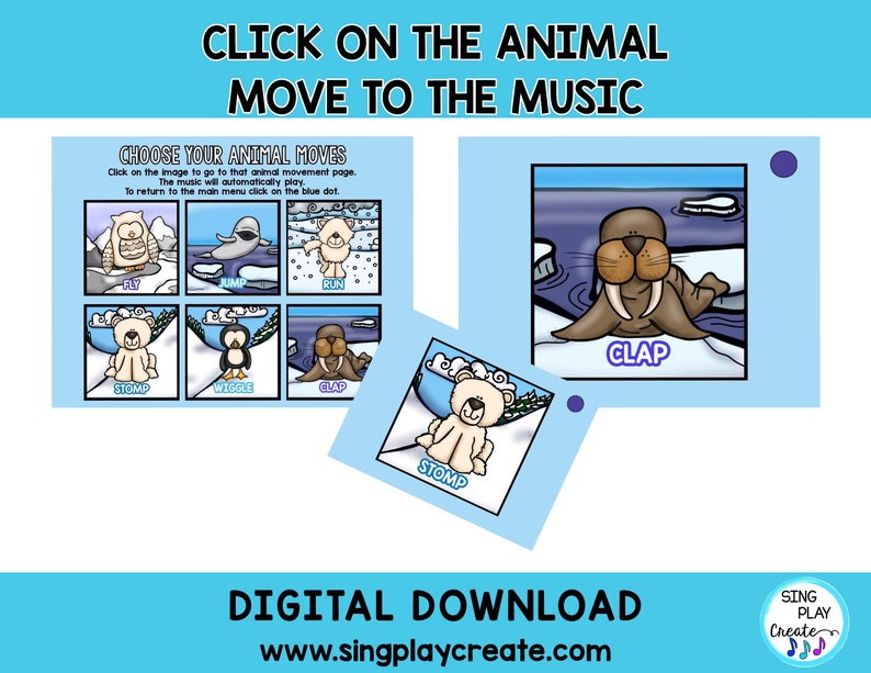 Arctic Animal Moves Brain Break, Movement Game Interactive Google ...