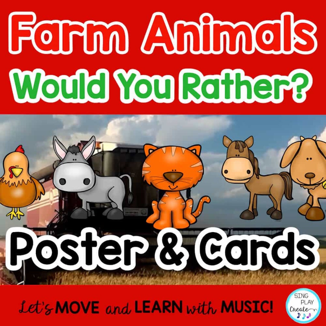 Farm Animal would You Rather Movement Cards and Games - Etsy