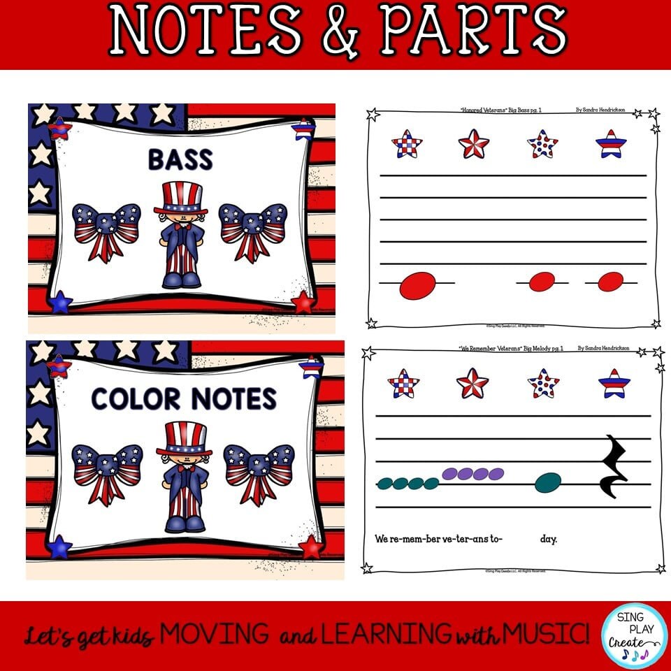 Patriotic Song and Music Lesson we Remember Veterans Orff, Kodaly ...