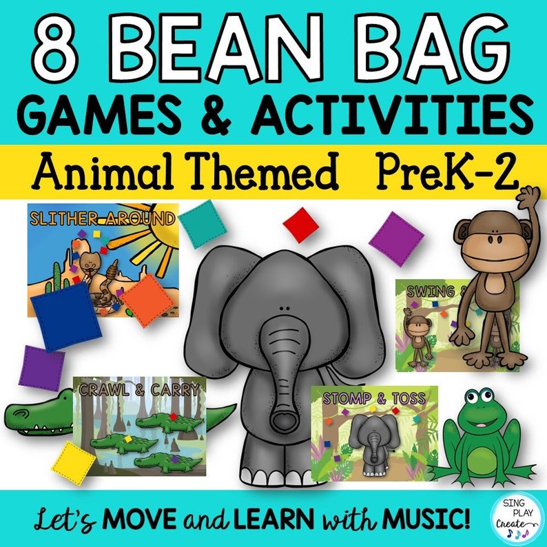 Bean Bag Animal Activities Animal Theme: Music, PE, Preschool and ...
