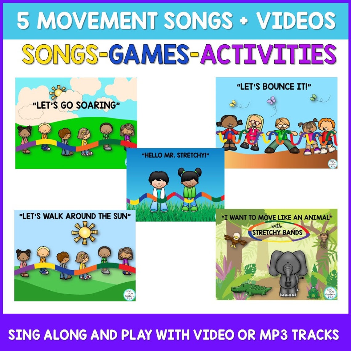 Stretchy Band Songs & Movement Activities BUNDLE: Music, PE, Team ...