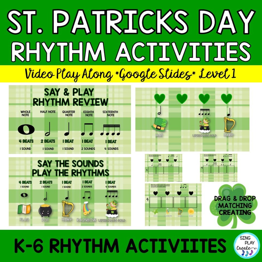 St. Patrick's Day Rhythm Activities: Digital, Elementary Music, Music ...