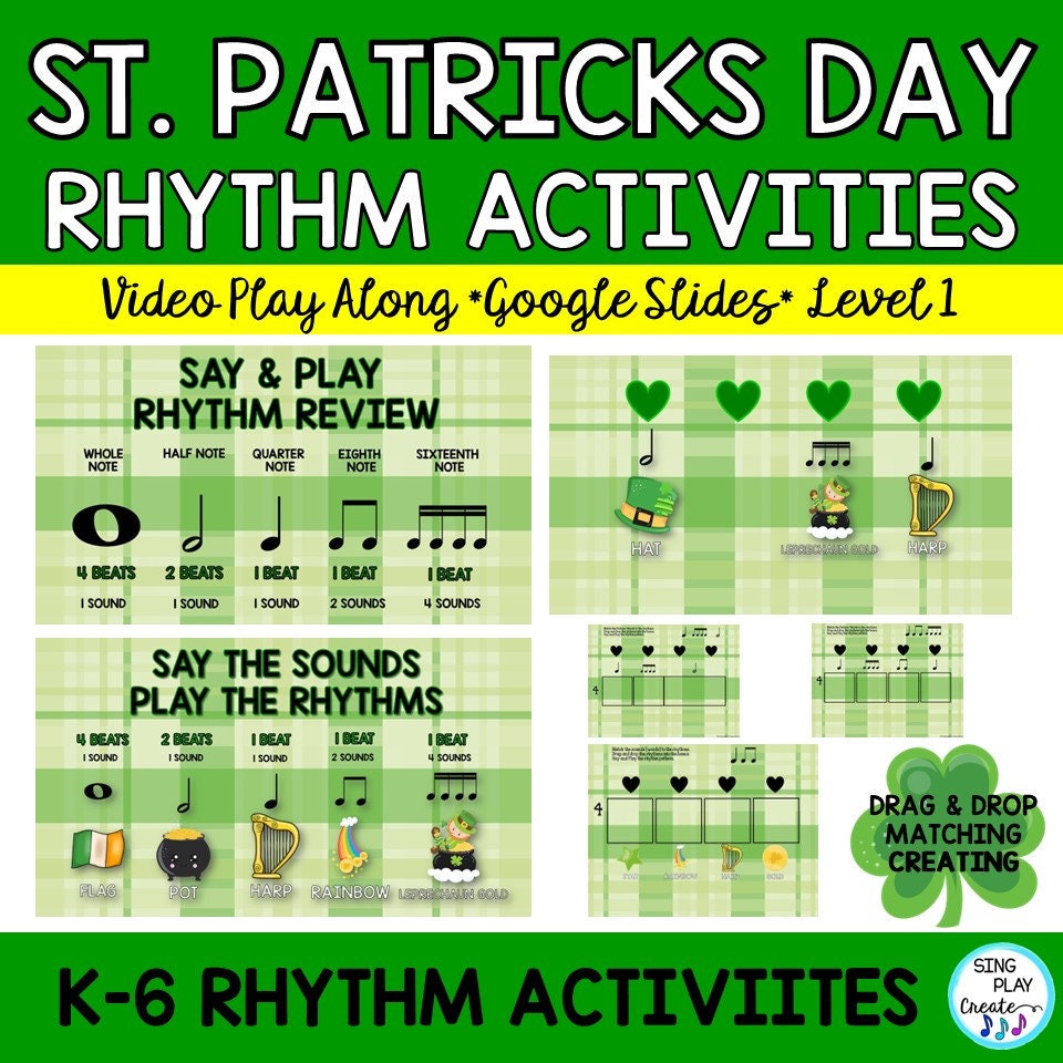 St. Patrick's Day Rhythm Activities: Digital, Elementary Music, Music ...