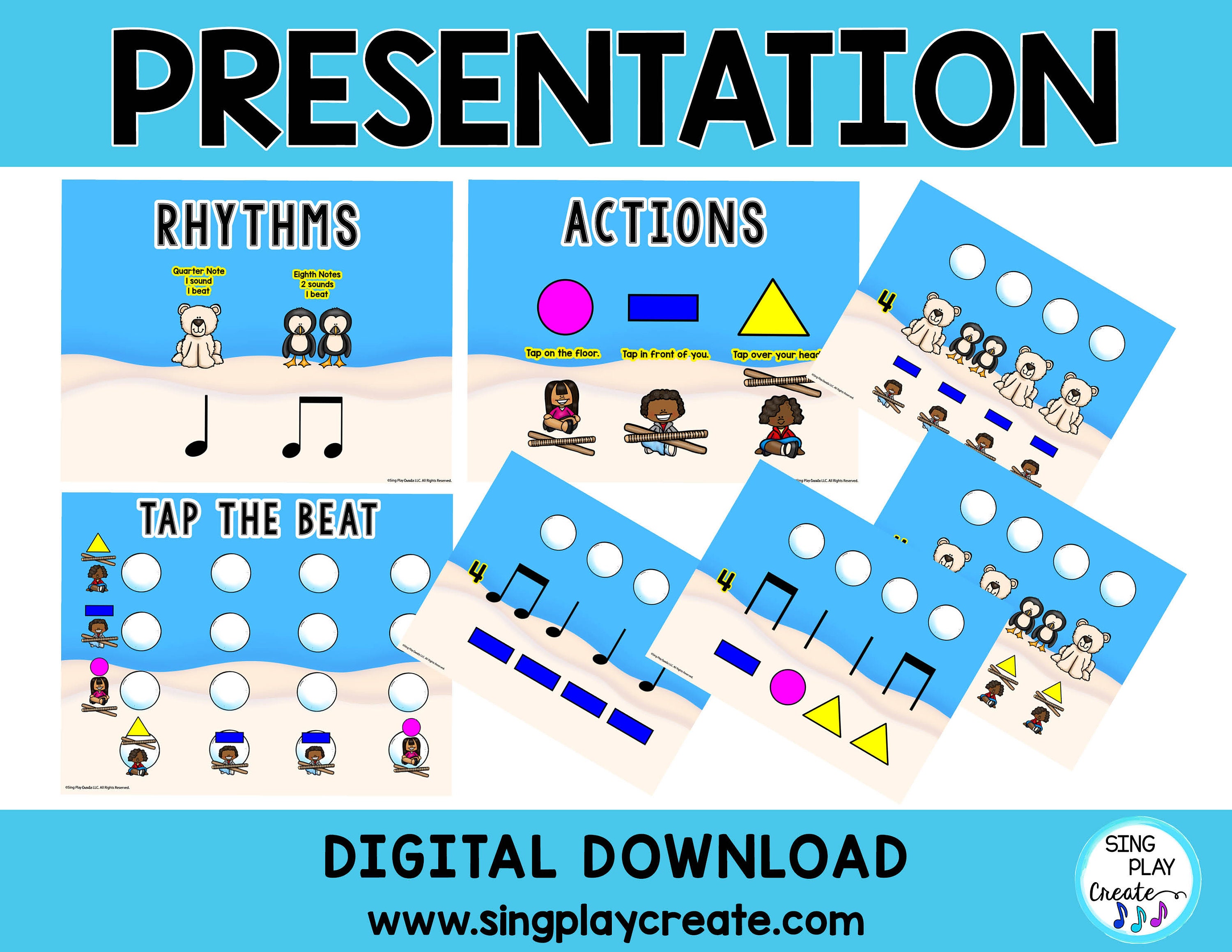 Winter Rhythm Stick Activities: Rhythm Play Along rhythm Icons, Ta, Ti ...