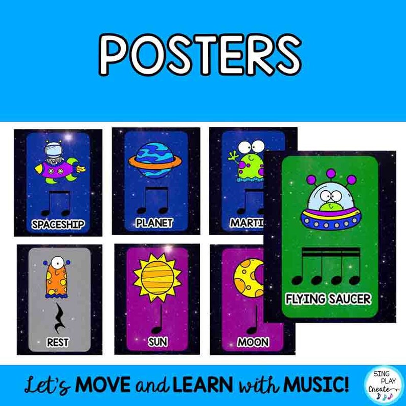 Rhythm Flash Cards, Posters: sixteenth Notes Activities & Games, Space ...