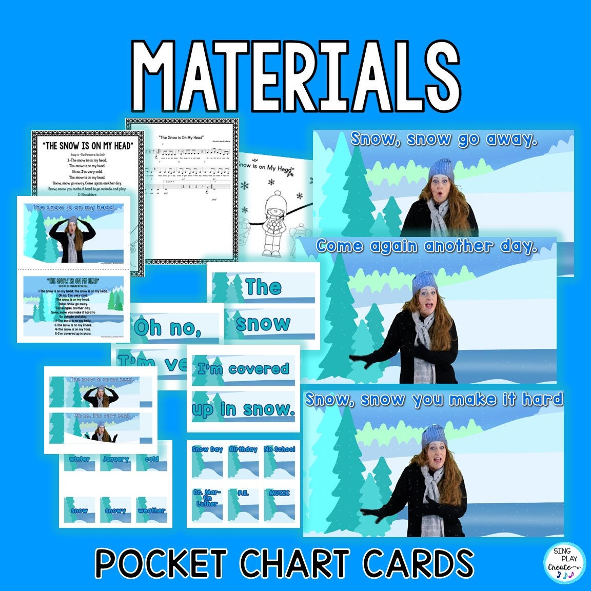 Winter Action Song & Poem the Snow is on My Head : Literacy Activities ...